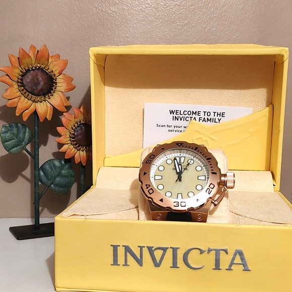 Invicta | Accessories | Invicta Mens 5mm Gold Pro Diver With Yellow ...